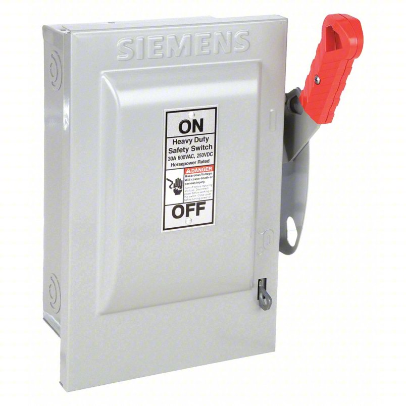 SIEMENS Safety Switch, Non-fusible 30 A, Three Phase, 600V AC, Indoor ...